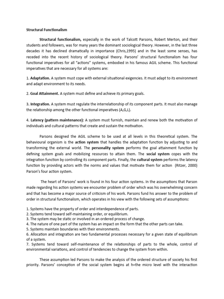 Structural Functionalism | PDF