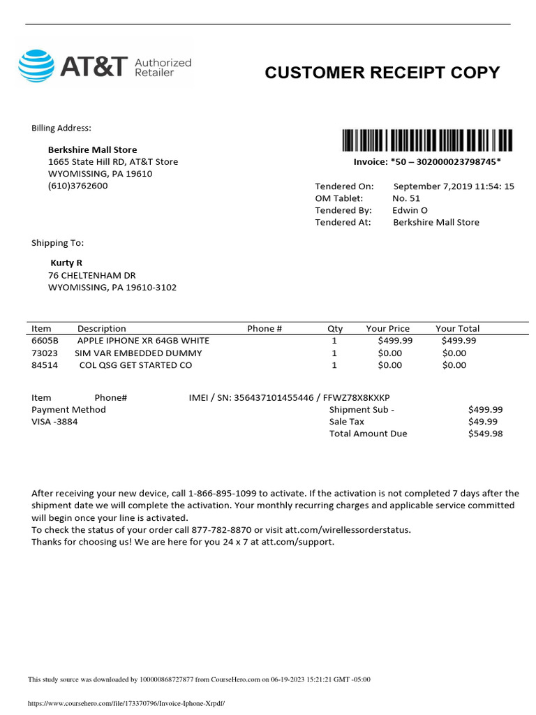 Invoice Iphone XR PDF | PDF