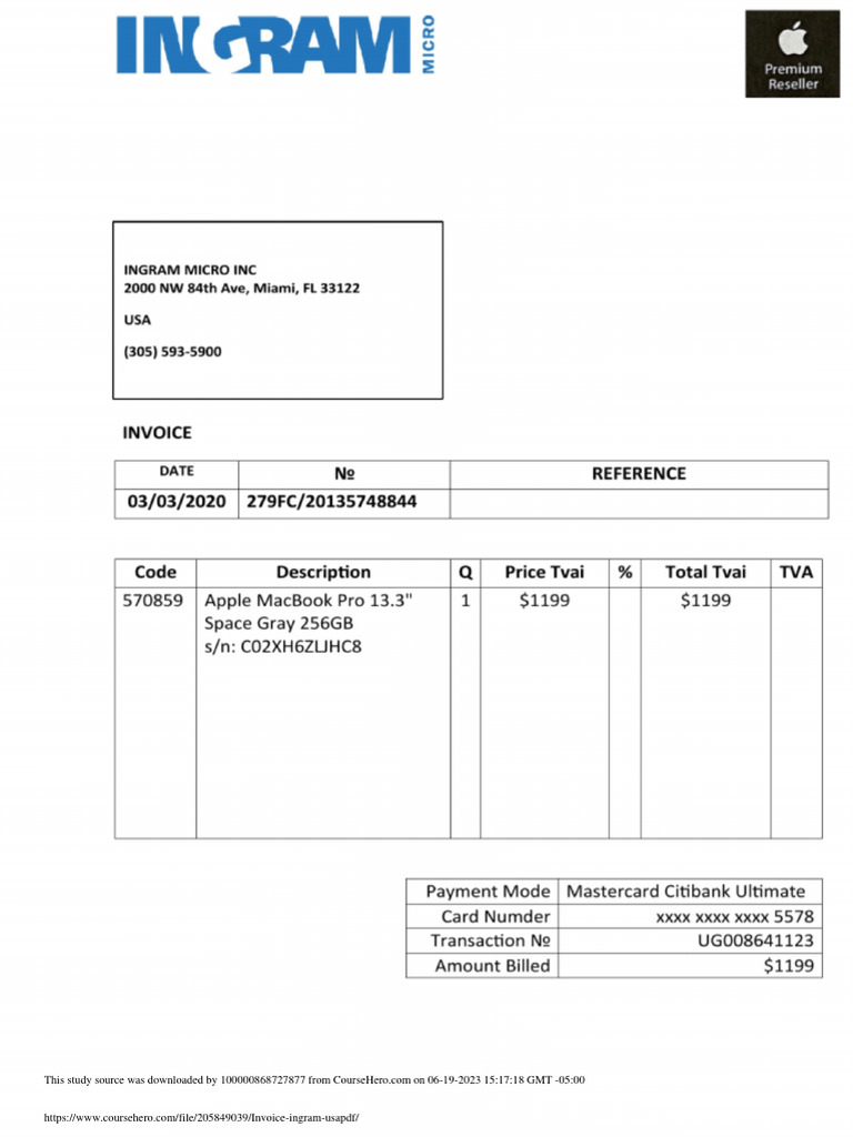 Ingram Micro USA Invoice Overview | PDF