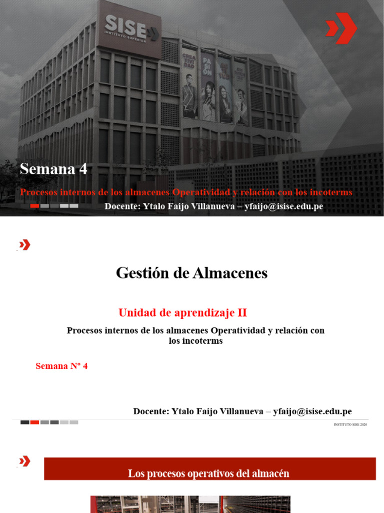 Semana 4 - Procesos Internos de Los Almacenes Operatividad y Relación Con Los Incoterms - Ytalo ...