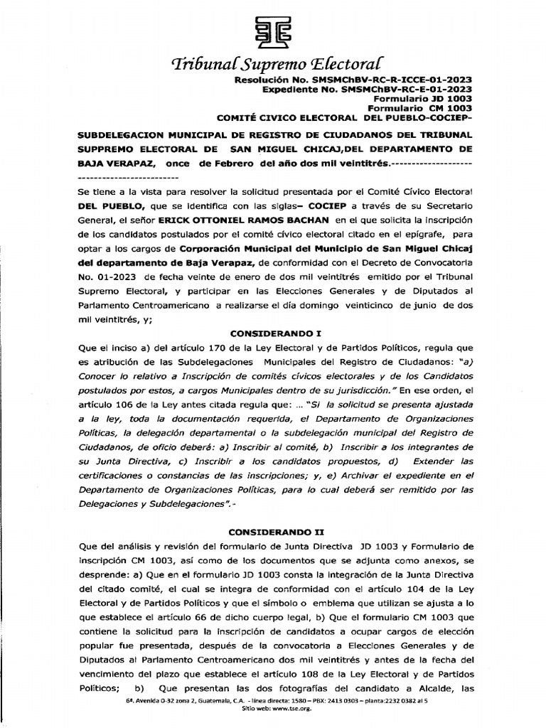 Comite Civico Electoral Del Pueblo - Comite Civico | PDF