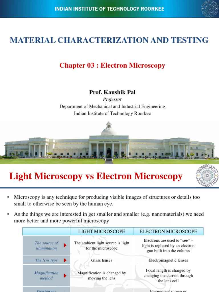 Chapter-3. Electron Micros | PDF | Scanning Electron Microscope | Transmission Electron Microscopy