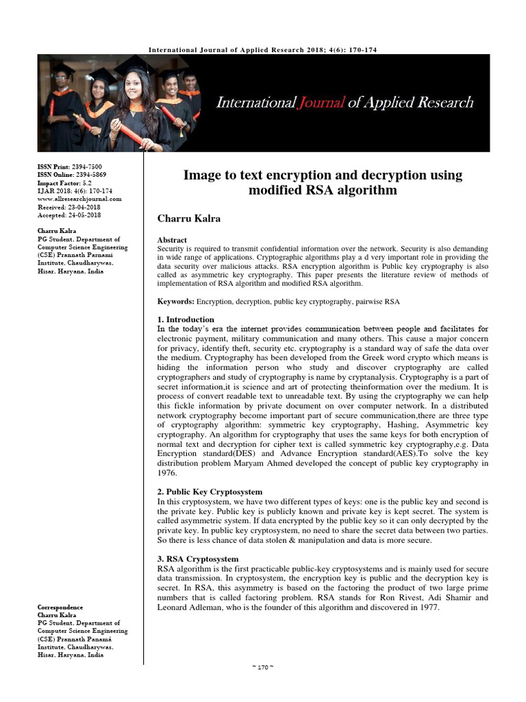 Image To Text Encryption And Decryption Using Modified Rsa Algorithm 1350