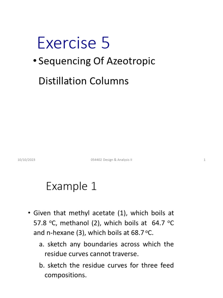 Azeotropic Distillation Analysis Guide | PDF
