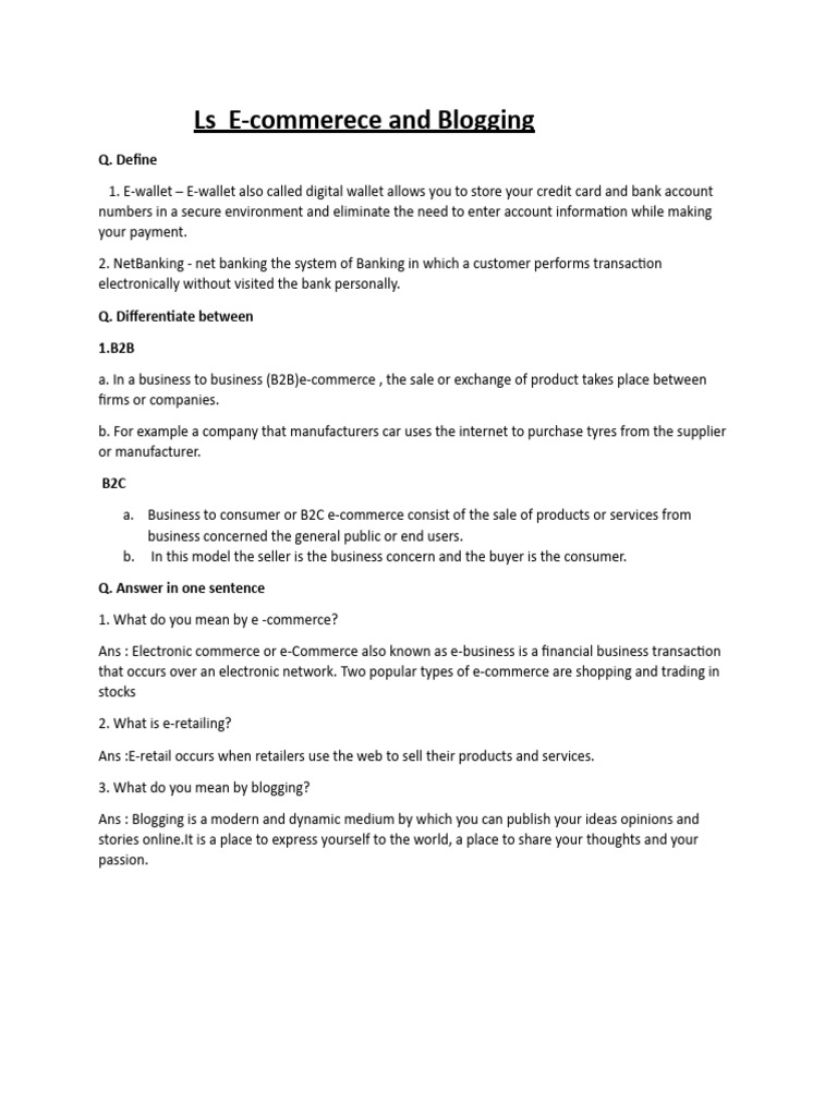 E - Commerce and Blogging | PDF
