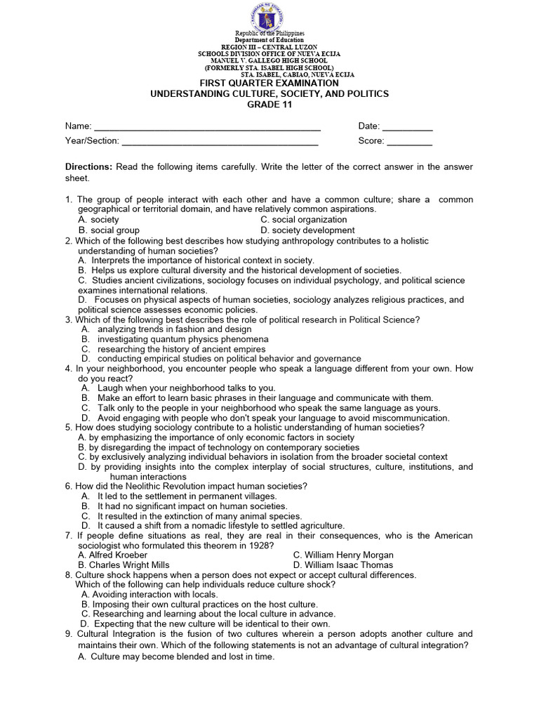 1st PT Grade 11 UCSP | PDF