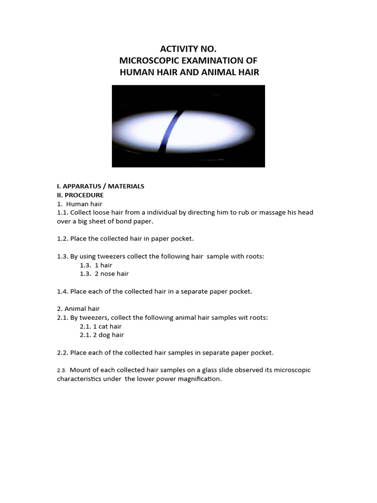 Microscopic Hair Examination Guide | PDF | Hair