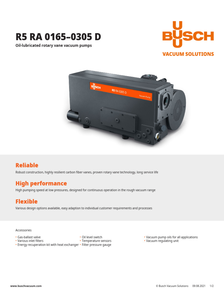 Product Leaflet R5 RA 0165-0305 D - USA - Web - en-US | PDF | Pump | Vacuum