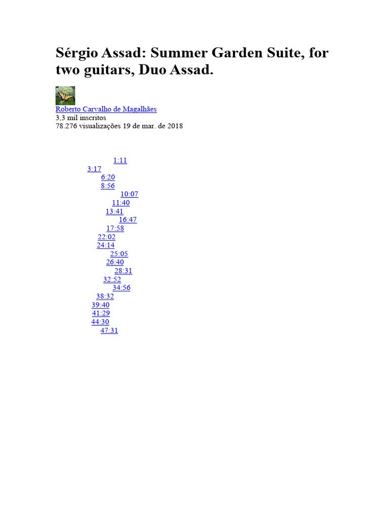 Sérgio Assad - Summer Garden Suite | PDF