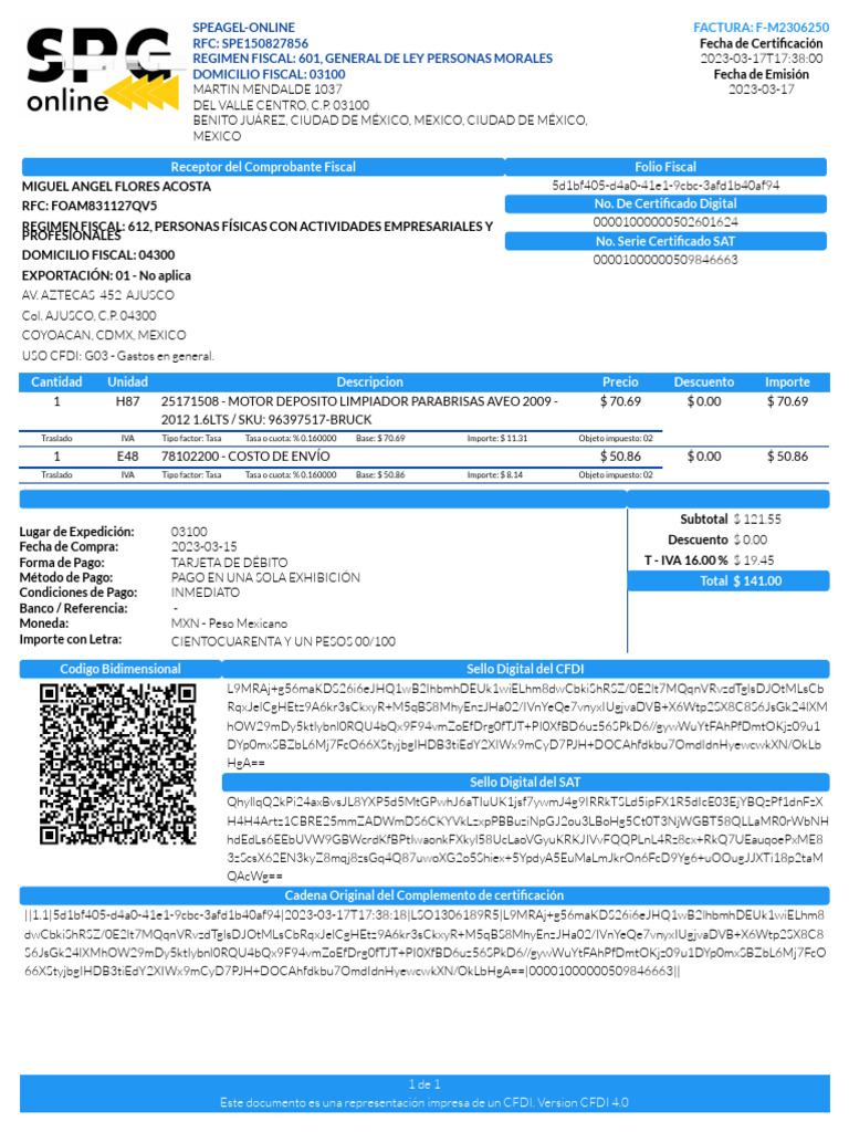 1 de 1 Este Documento Es Una Representación Impresa de Un CFDI. Version CFDI 4.0 | PDF | Dinero ...