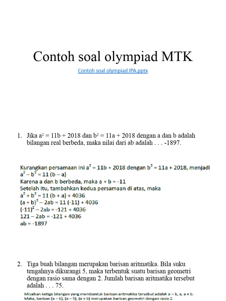 Contoh Soal Olympiad MTK | PDF