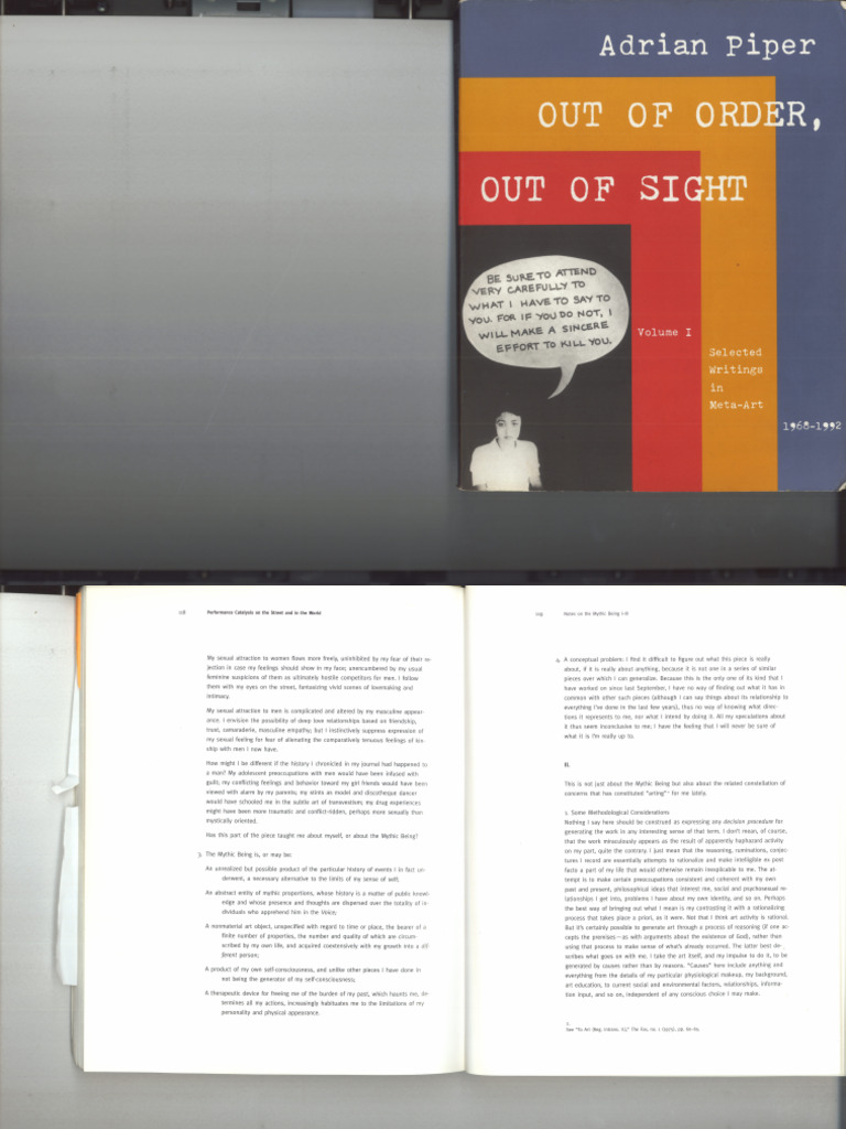 Adrian Piper Notes On The Mythic Being | PDF