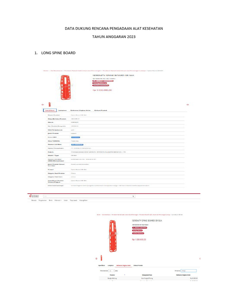 Data Dukung Rencana Pengadaan Alat Kesehatan KKP Kelas Iii Pangkalpinang | PDF