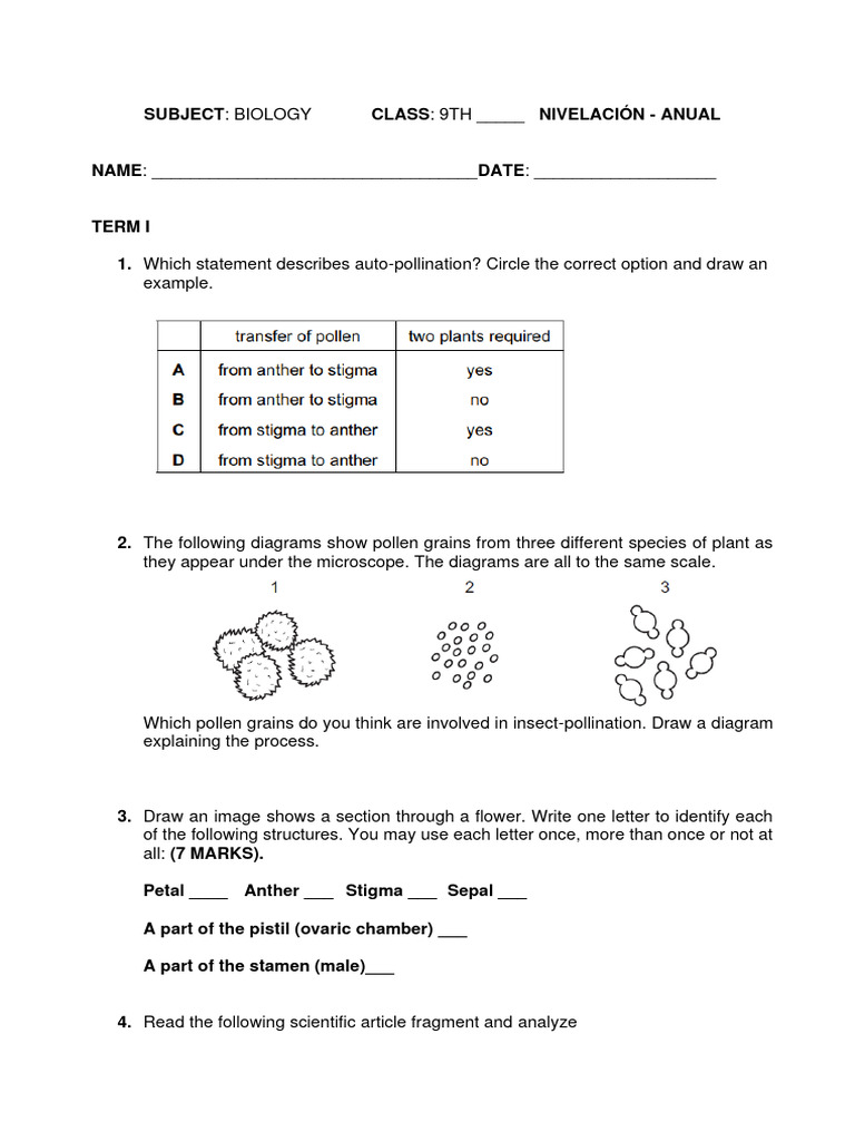 BIOLOGY - 9th Grade - Level Up - 2022-2023 | PDF