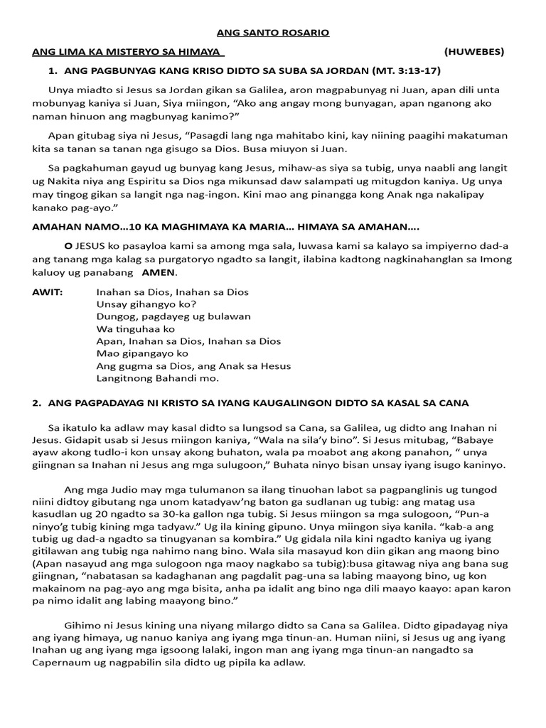 Huwebes Sa Rosaryo | PDF