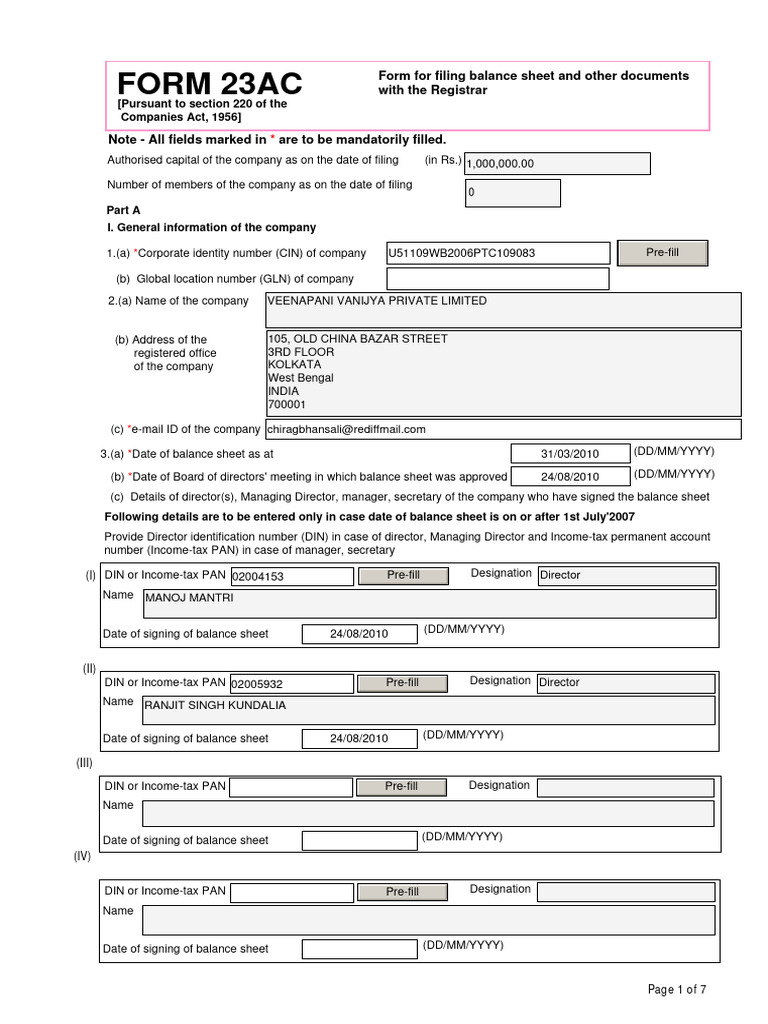 Form23AC 201110 For The FY Ending On 310310 Revised 1 25 | PDF | Loans ...