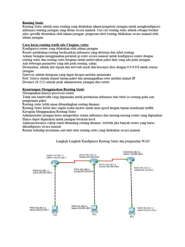 Panduan Lengkap Routing Static dan Konfigurasi Router | PDF