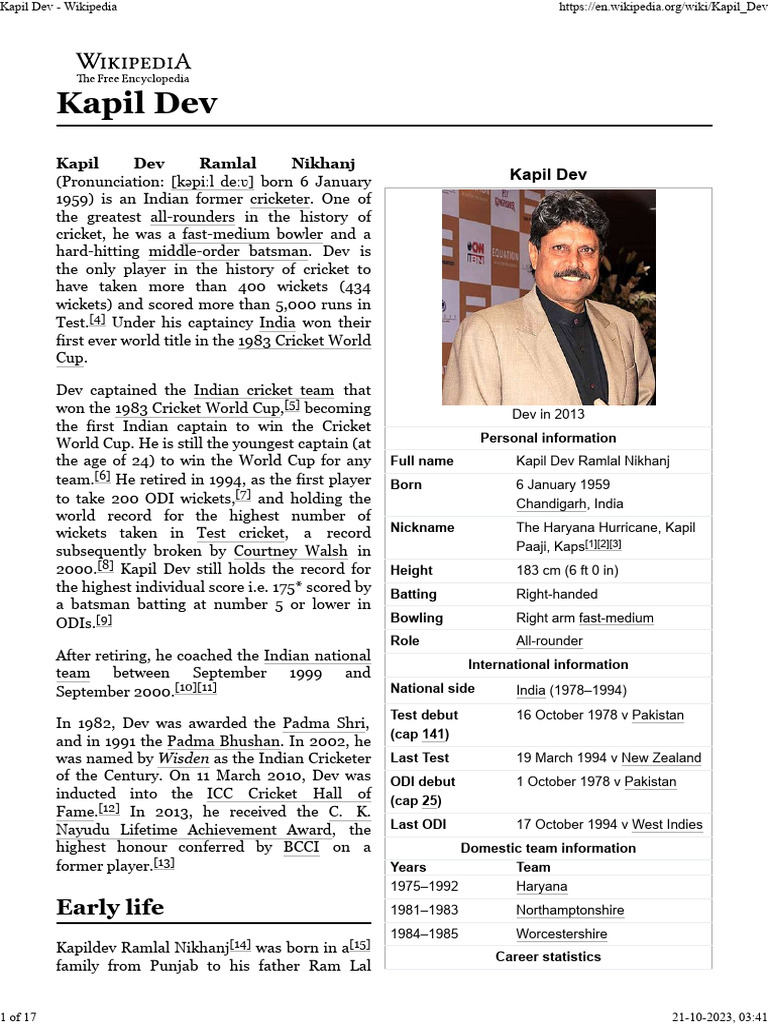 The Best Captain Kapil Dev | PDF