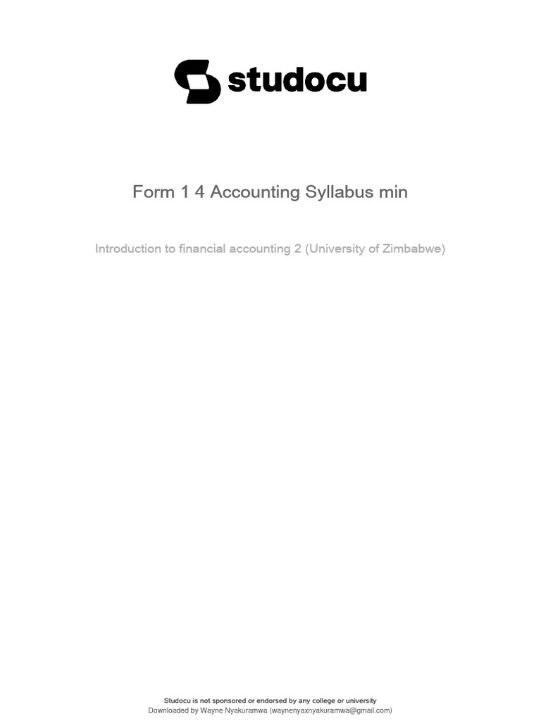 Form 1 4 Accounting Syllabus Min | PDF | Bookkeeping | Business