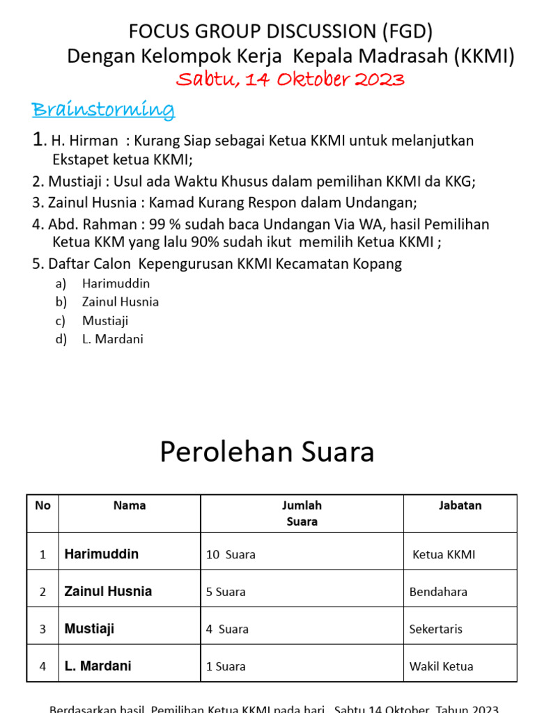 Hasil Rapat Koordinasi KKMI Kec. Kopang | PDF