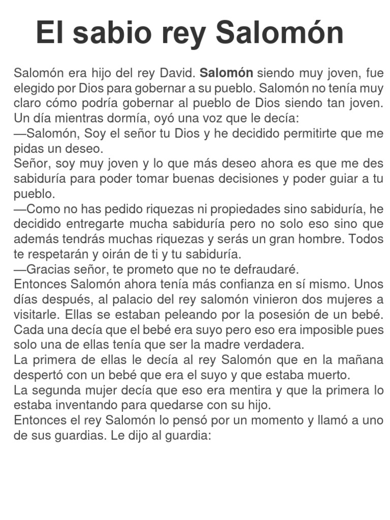Lectura El Sabio Rey Salomón | PDF