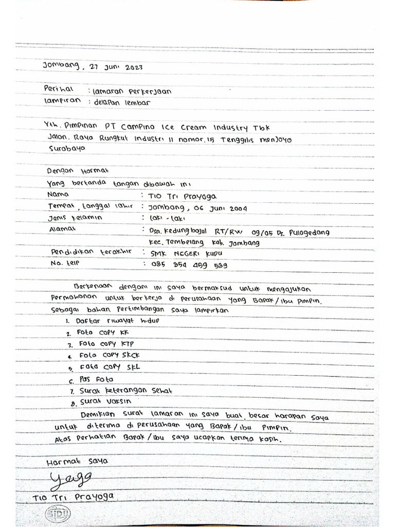 Surat Keterangan Vaksin untuk Kerja | PDF