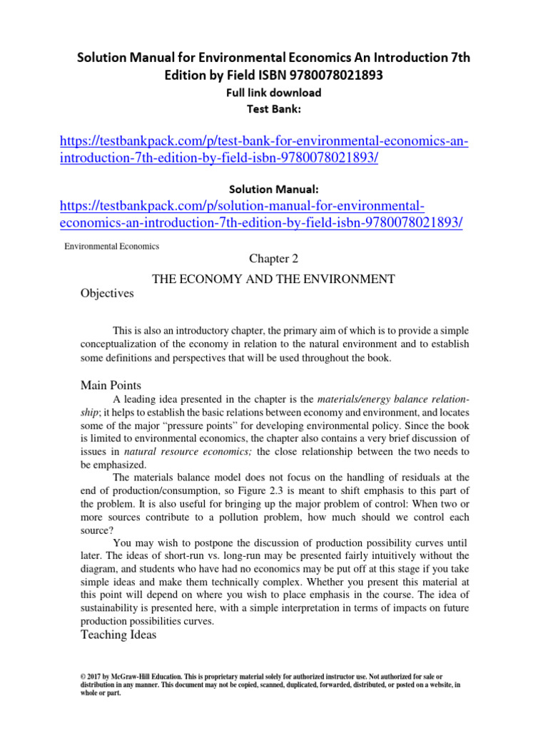 Solution Manual For Environmental Economics An Introduction 7th Edition ...