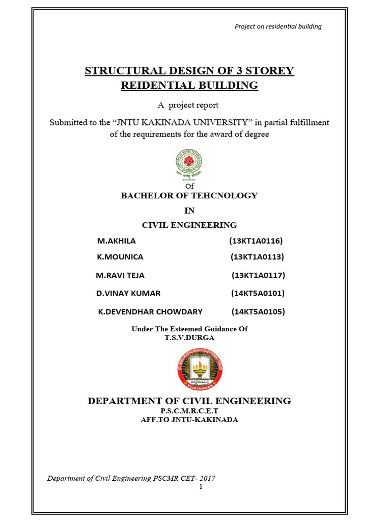Structural Design of 3 Storey Reidential | PDF | Wall | Concrete