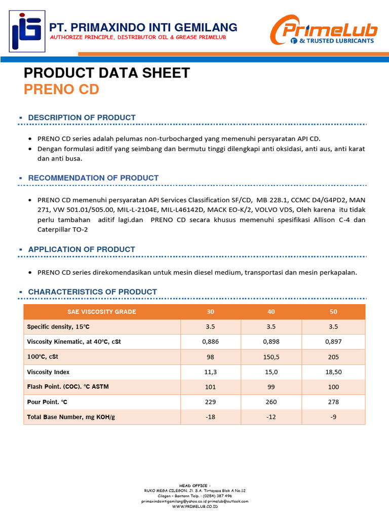 Pds All Product Primelub | PDF