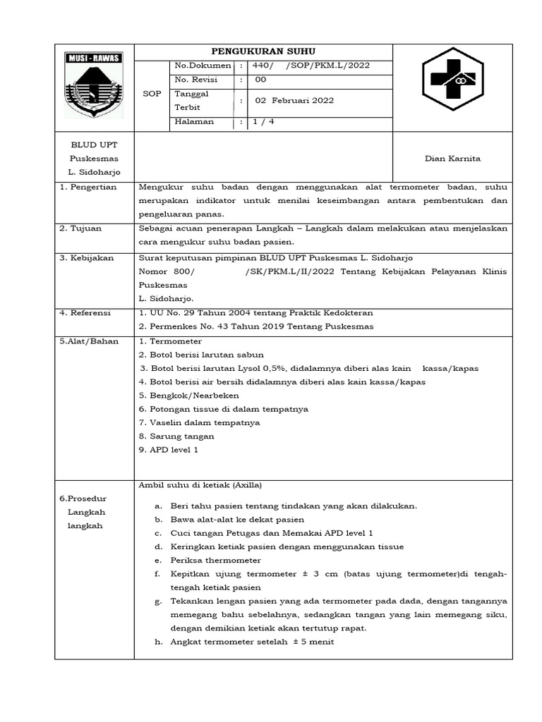 Sop Pengukuran Suhu | PDF