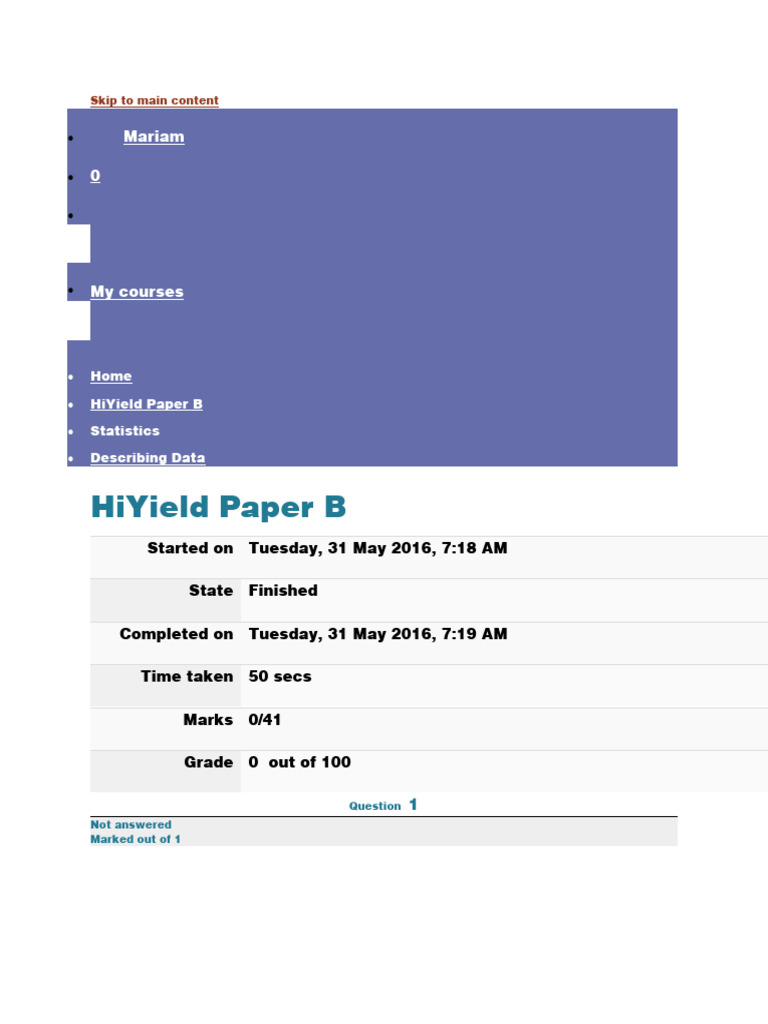 Describing Data Statistics Mrcpsych Practice Test | PDF
