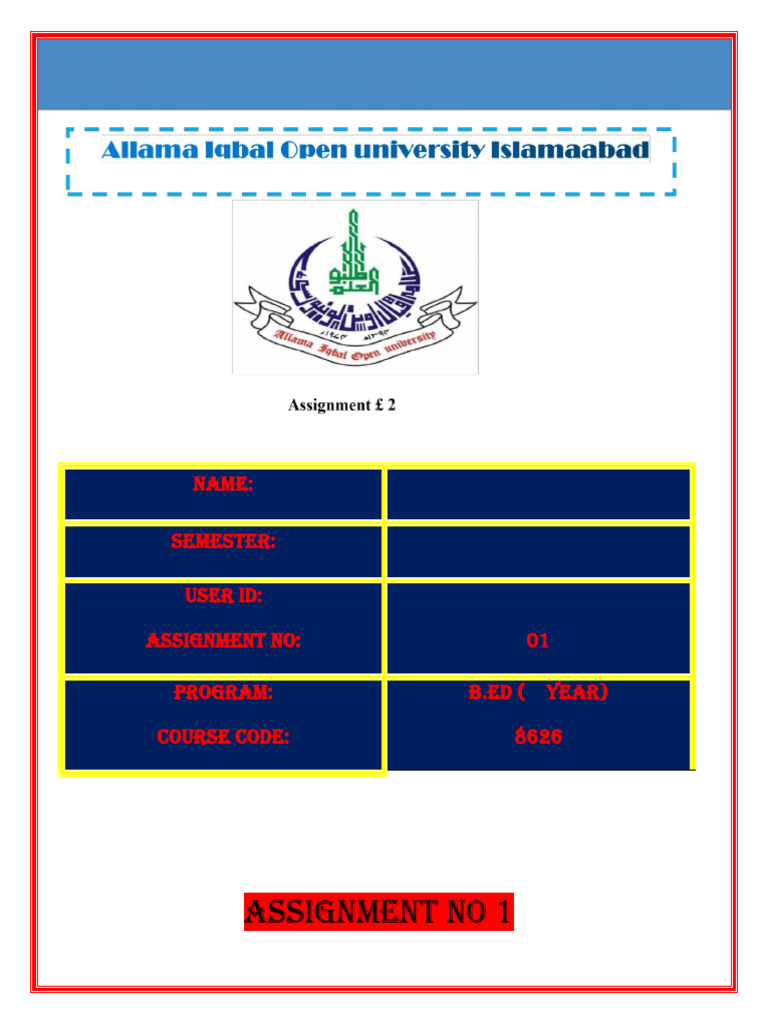 Assignment No 1: Name: Semester: User Id: Assignment No: 01 Program ... Assignment No 1: Name: Semester: User Id: Assignment No: 01 Program ...