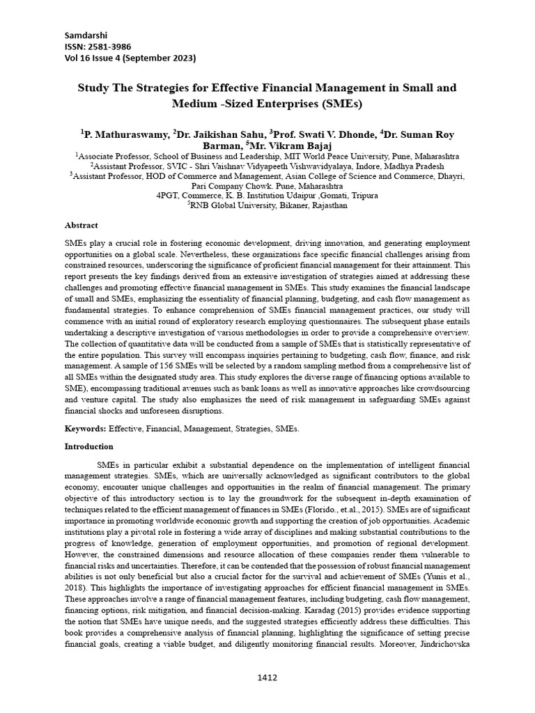 Samdarshi-Paper - Study The Strategies For Effective Financial Management in Small and Medium ...