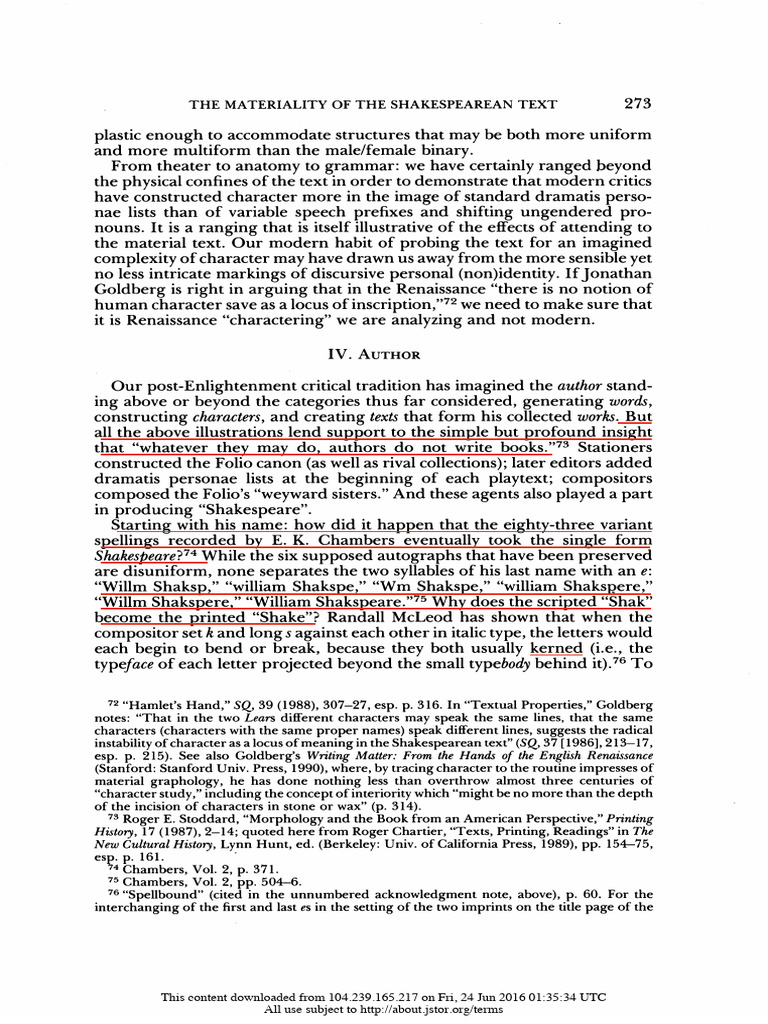 Shakespearean Text Materiality | PDF