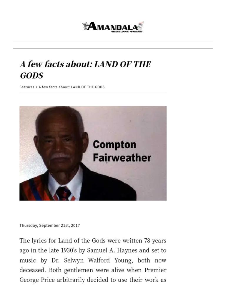 A Few Facts About LAND of The GODS Amandala Newspaper | PDF