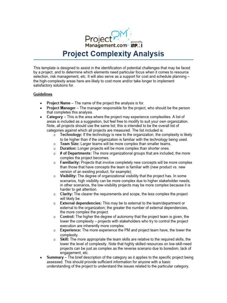 Project Complexity Analysis | PDF