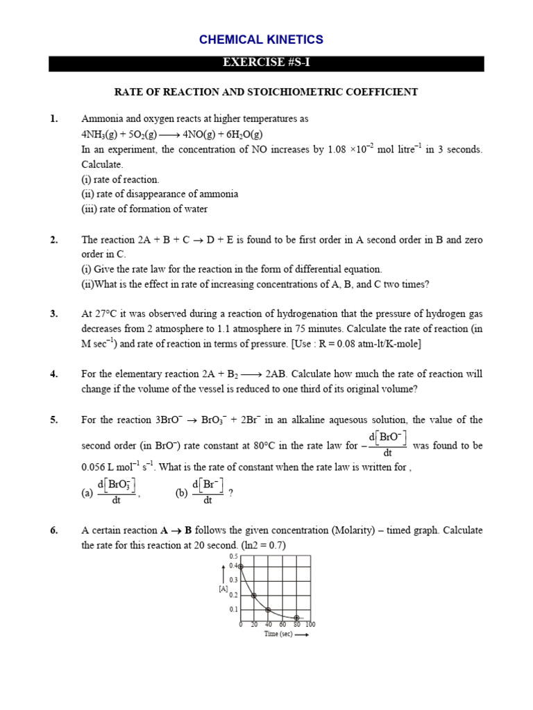 08a. Chemical Kinetics Sheet | PDF | Reaction Rate | Activation Energy