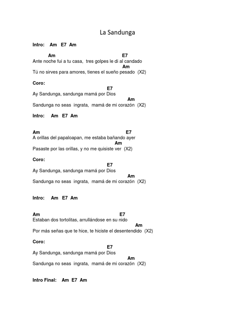 La Sandunga Acordes 1 | PDF