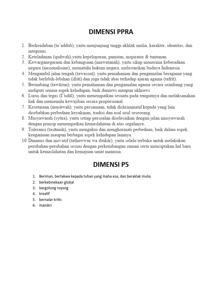 Dimensi PPRA dan P5 dalam Kehidupan | PDF