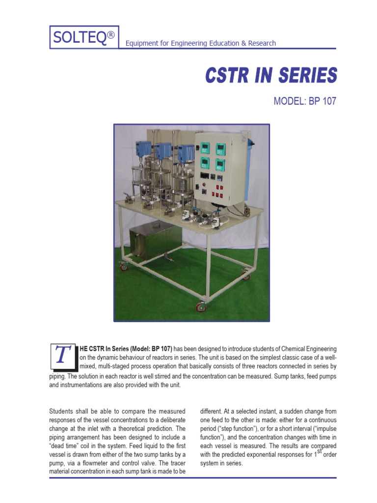 LAB 2 CSTR in Series - Expected Results | PDF | Chemical Reactor ...
