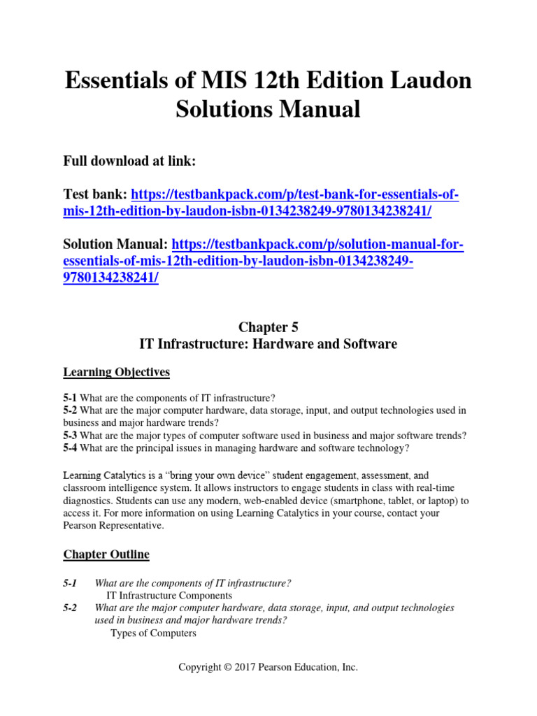 Essentials of MIS 12th Edition Laudon Solutions Manual 1 | PDF ...