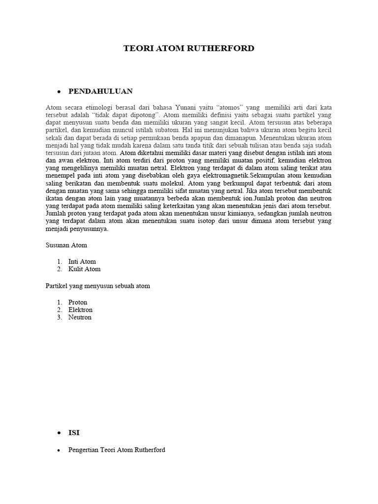 Teori Atom Rutherford | PDF | Filsafat | Sains & Matematika
