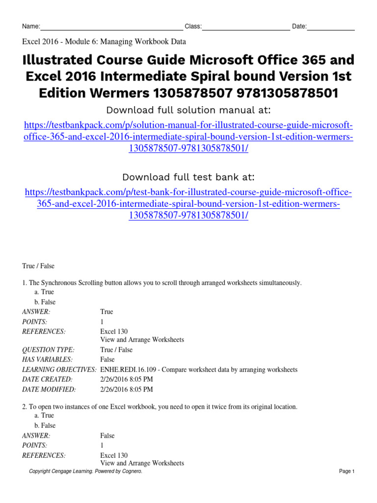Illustrated Course Guide Microsoft Office 365 and Excel 2016 ...