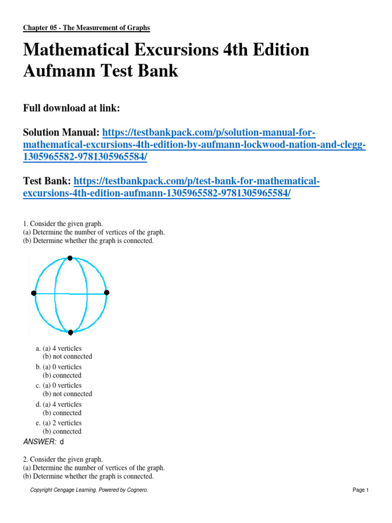 Mathematical Excursions 4th Edition Aufmann Test Bank 1 | PDF