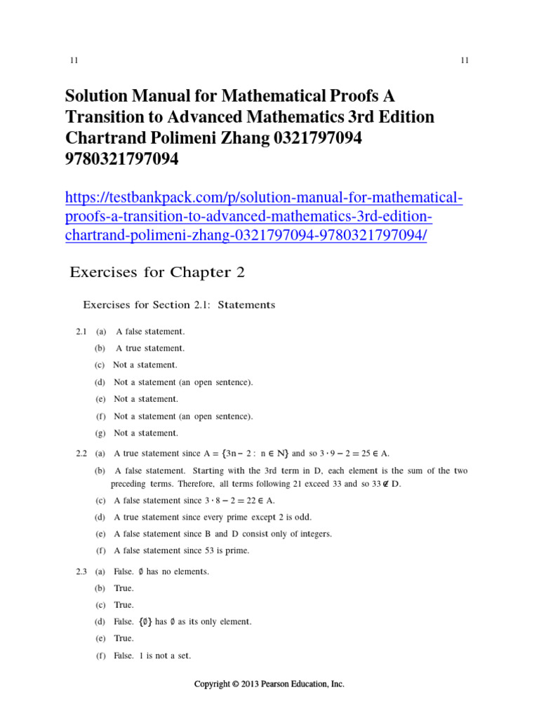 Mathematical Proofs A Transition To Advanced Mathematics 3rd Edition Chartrand Polimeni Zhang ...