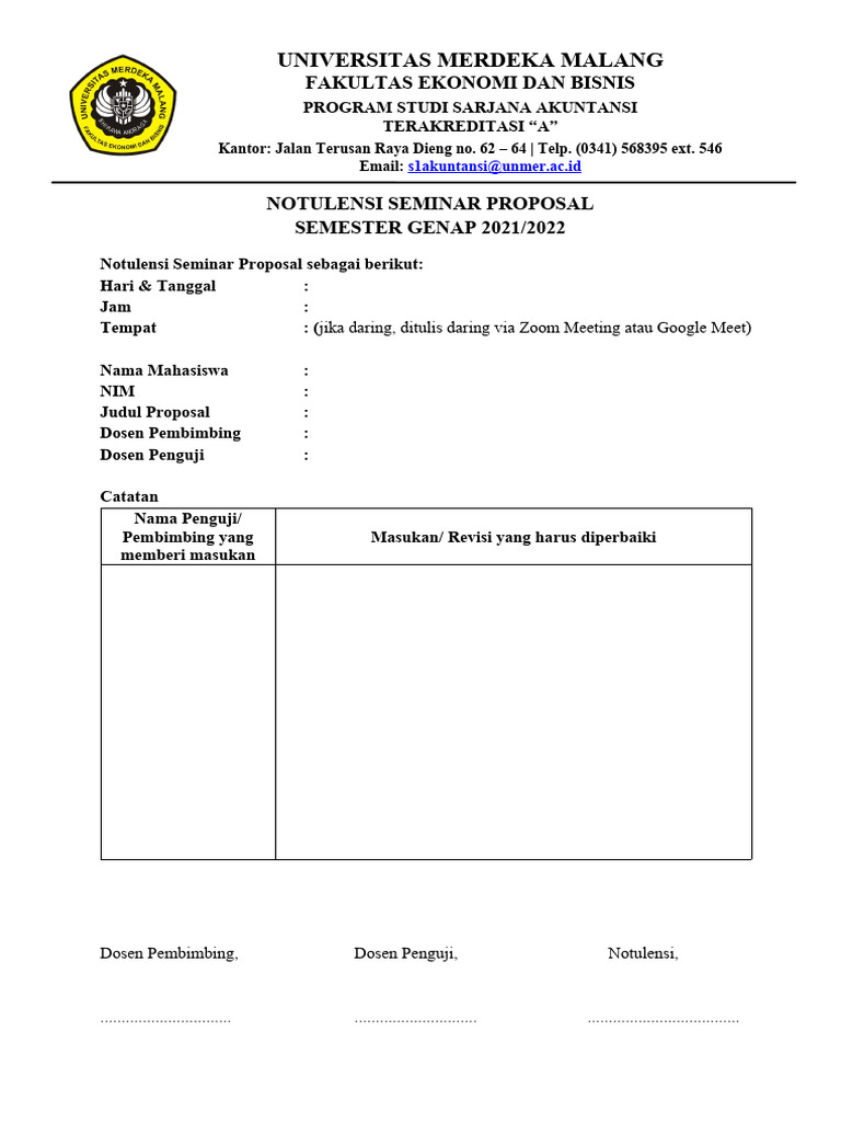 Notulensi Sempro (Nim) (Nama) | PDF