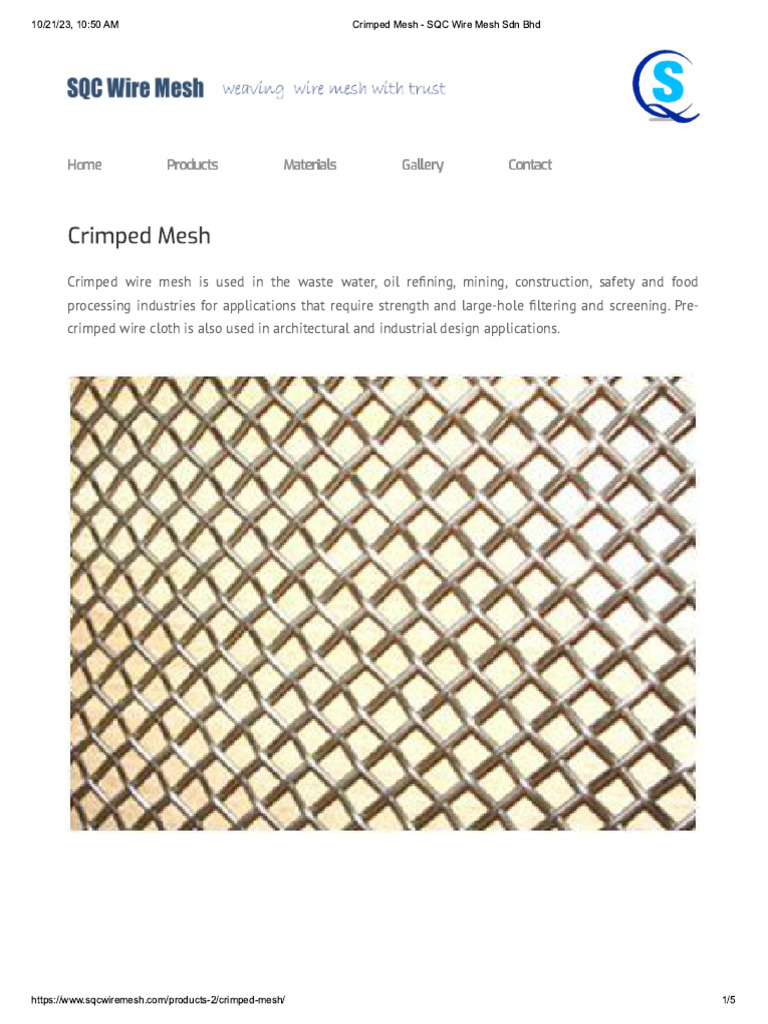 Crimped Mesh - SQC Wire Mesh | PDF