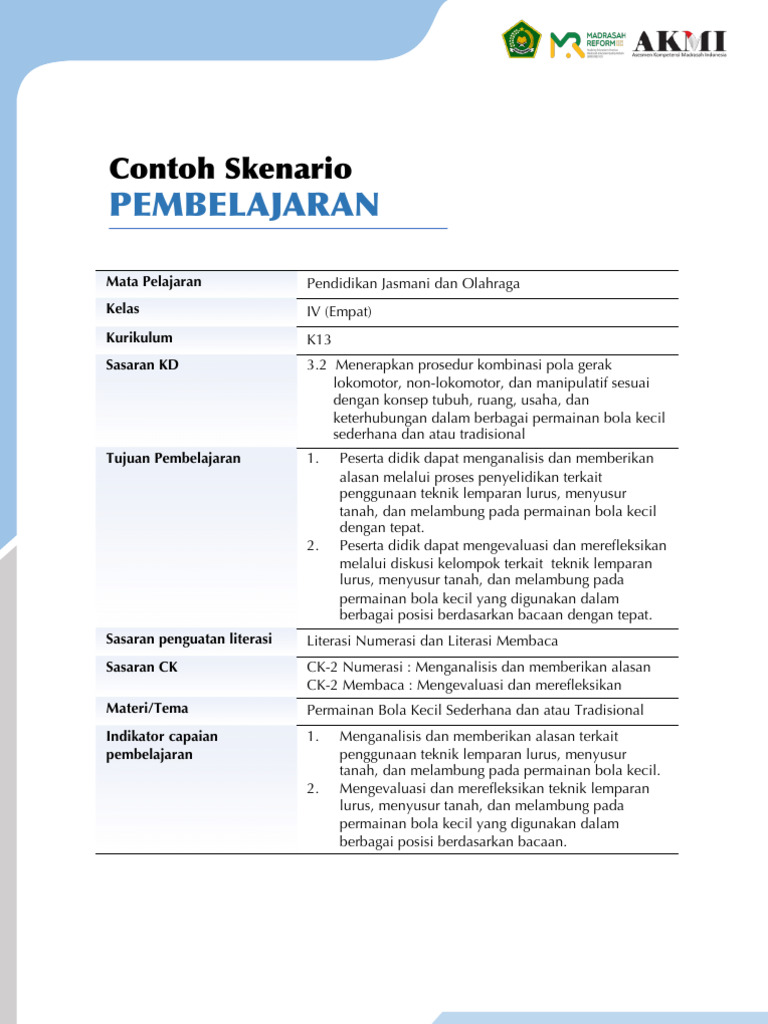 Literasi Numerasi & Membaca - CK 2 - Pendidikan Jasmani & Olahraga | PDF