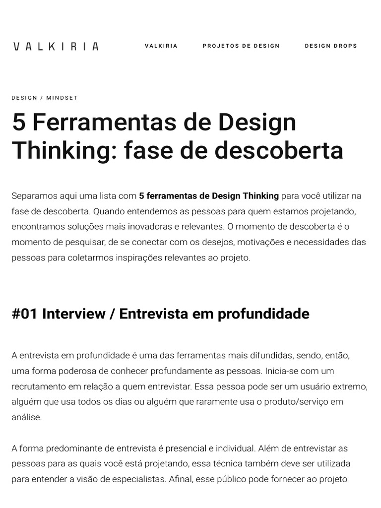 5 Ferramentas de Design Thinking - Valkiria IntelIgencia | PDF | Design Thinking | Empatia