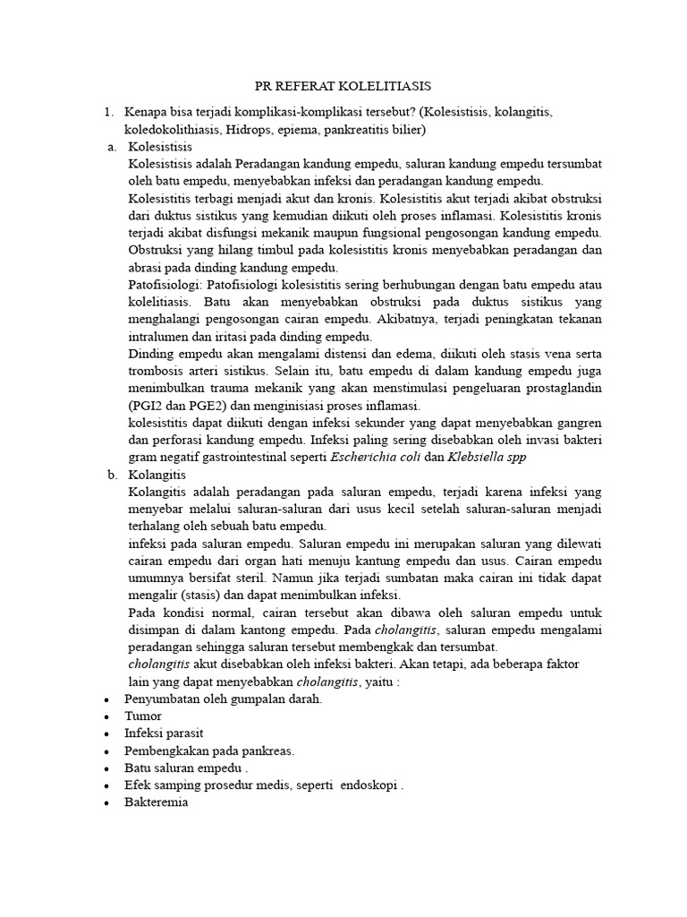 PR Referat Kolelitiasis | PDF
